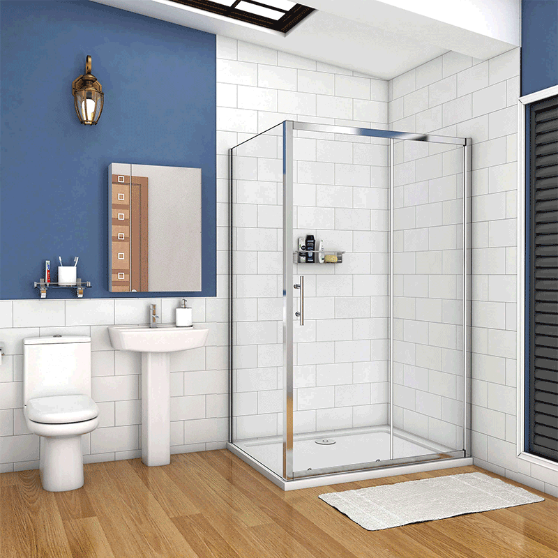Bathroom Sliding Door Shower Enclosure Side Panel Andstone Tray 6mm Glass